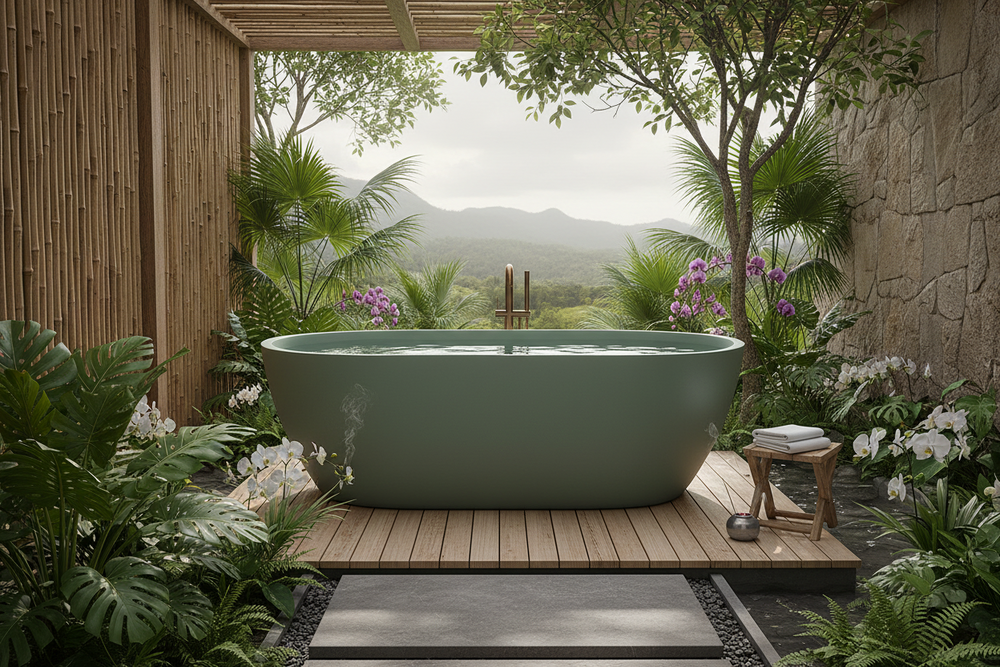 Bayley Seafoam Freestanding Large Bath - 1800mm - Seafoam – Stonebaths