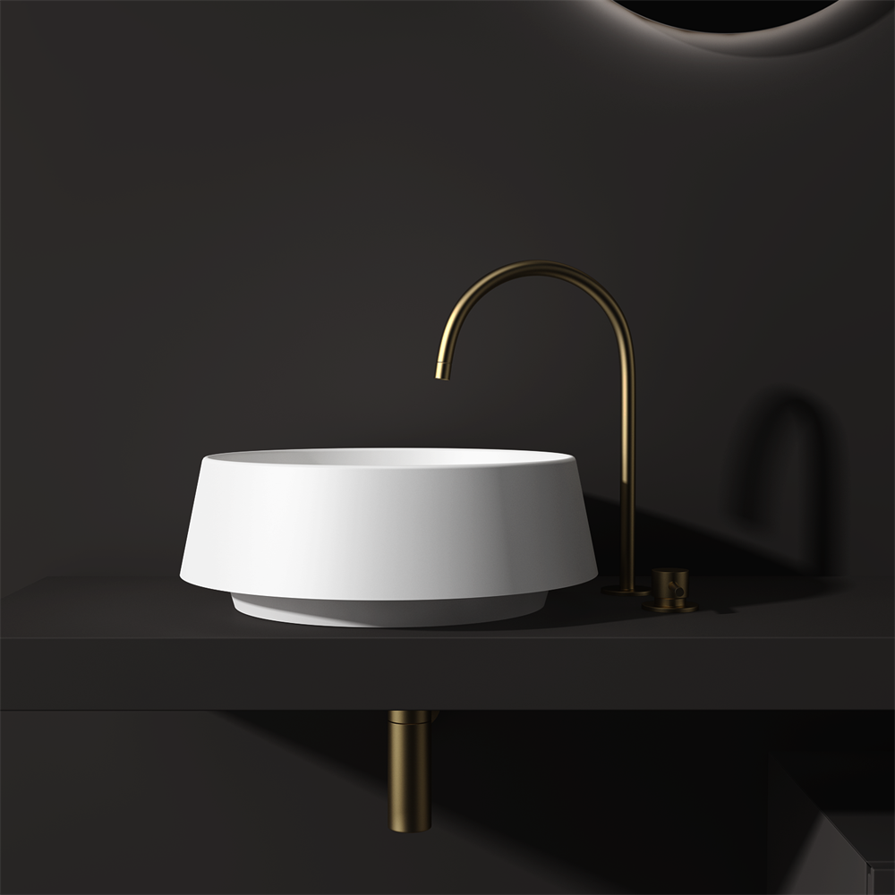 Round angled benchtop basin - STB80-2 - Various colours – Stonebaths