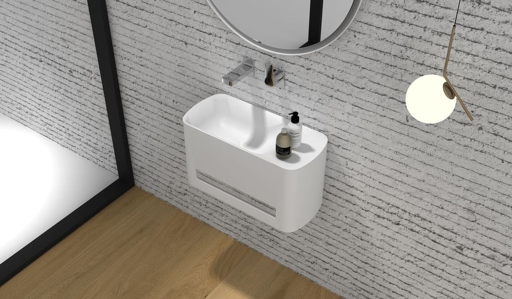 Gia Powder room wall hung stone basin - G38714-1 – Stonebaths