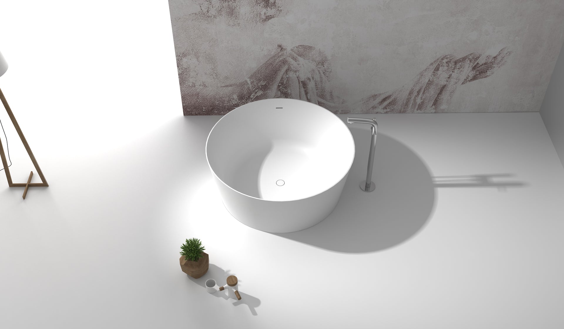 Gia Large Round Slimline Tub - 1400mm - G65147 – Stonebaths