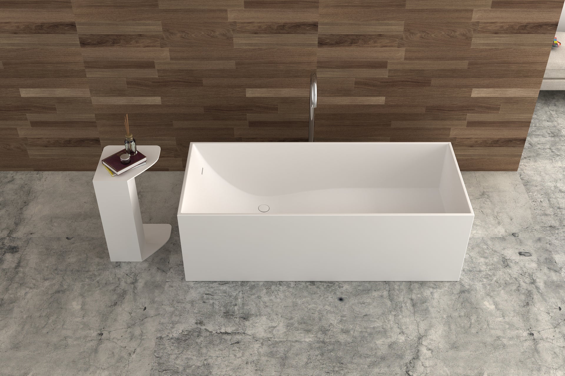 Gia Box Shape Bath - Moulded Seat - 1700mm - G6514 – Stonebaths