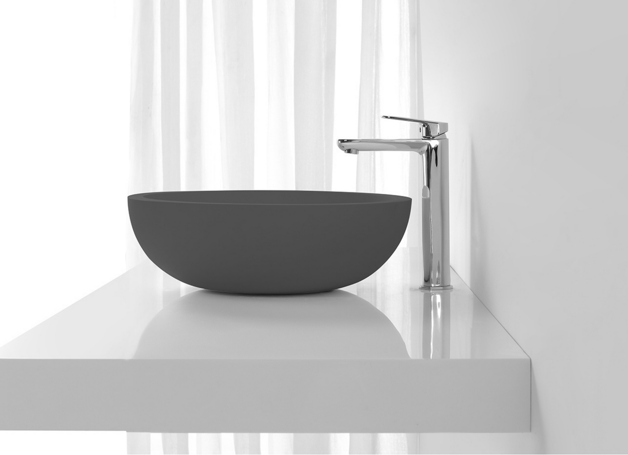 B1306 460mm Matt concrete grey stone bath basin – Stonebaths
