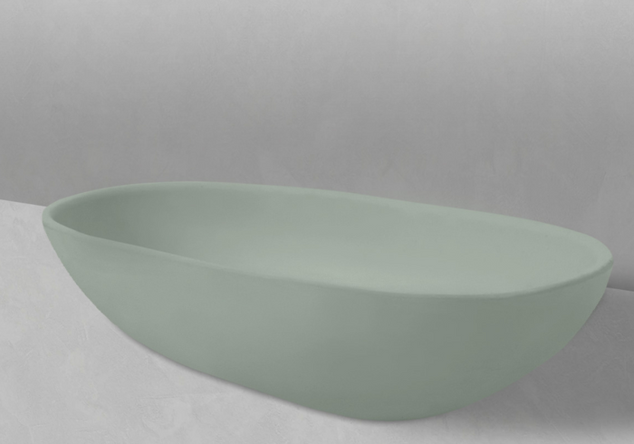 Bayley Oval Concrete Basin - 650mm/600mm- Seafoam