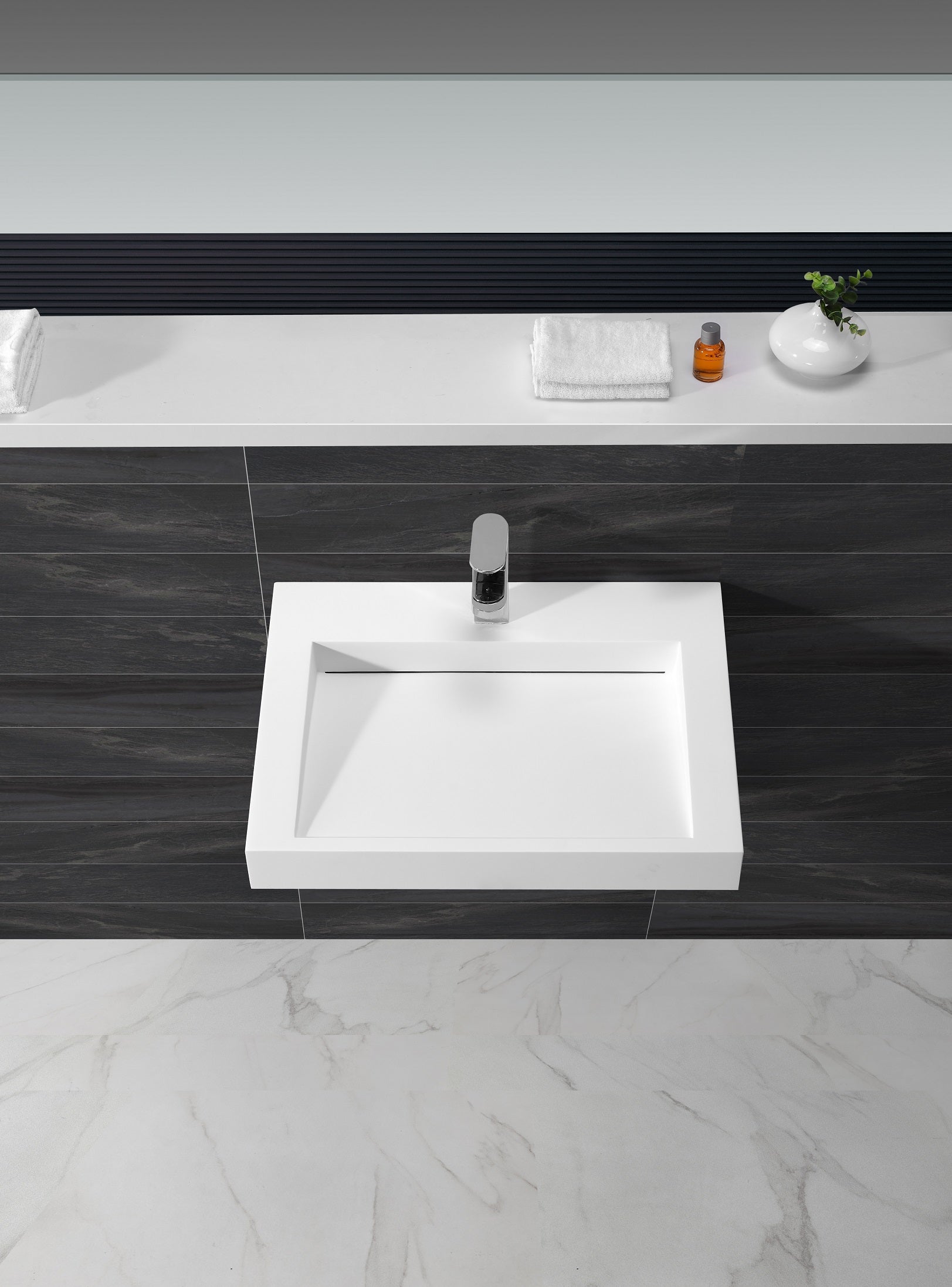 B1260 602mm Hugi Wall Hung Stone Basin 602x455x80 – Stonebaths