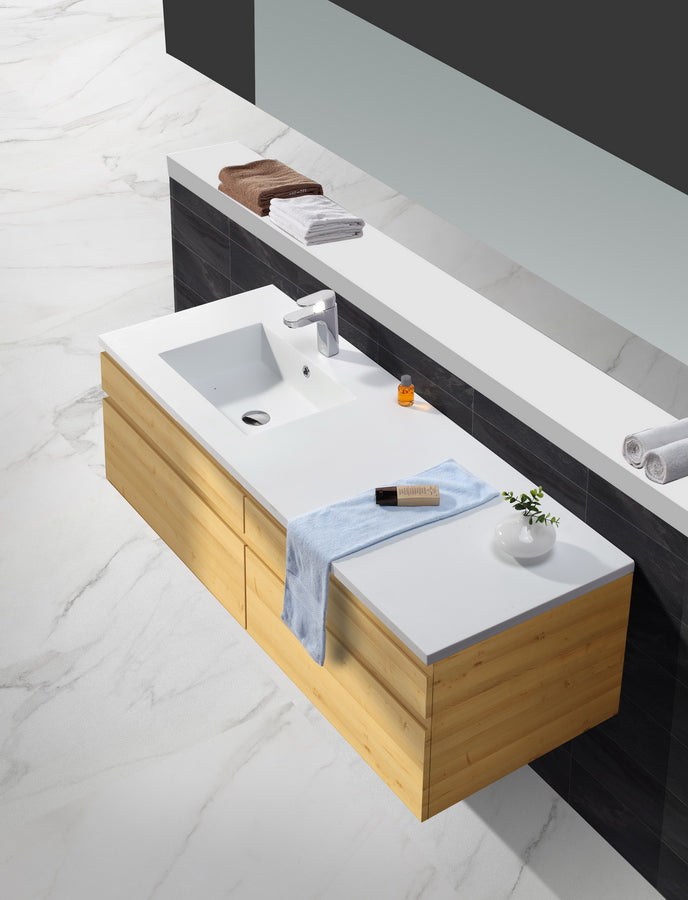 B1552 1465mm Hugi white stone Inbuilt Basin – Stonebaths