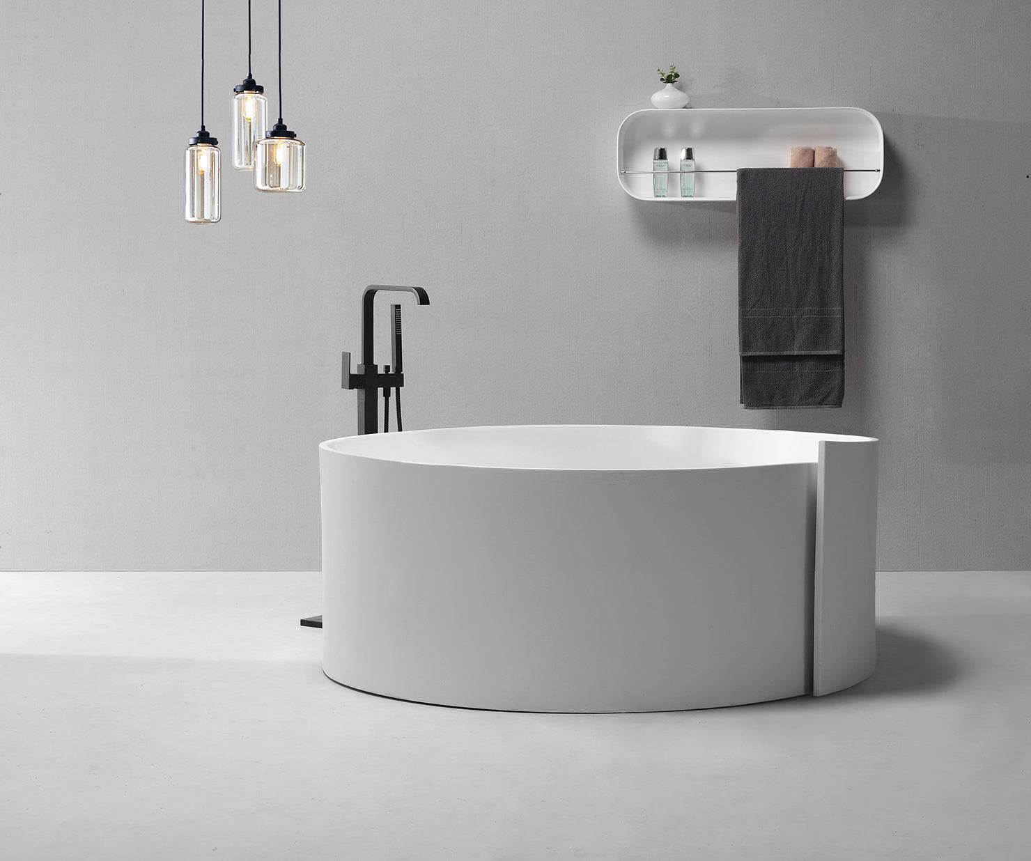 B087 1520mm Round Stone Bath tub 1520x1480x630mm – Stonebaths