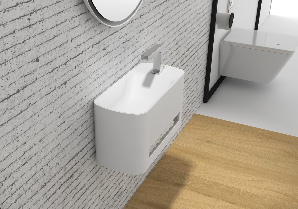 Gia Powder room wall hung stone basin - G38714-1 – Stonebaths