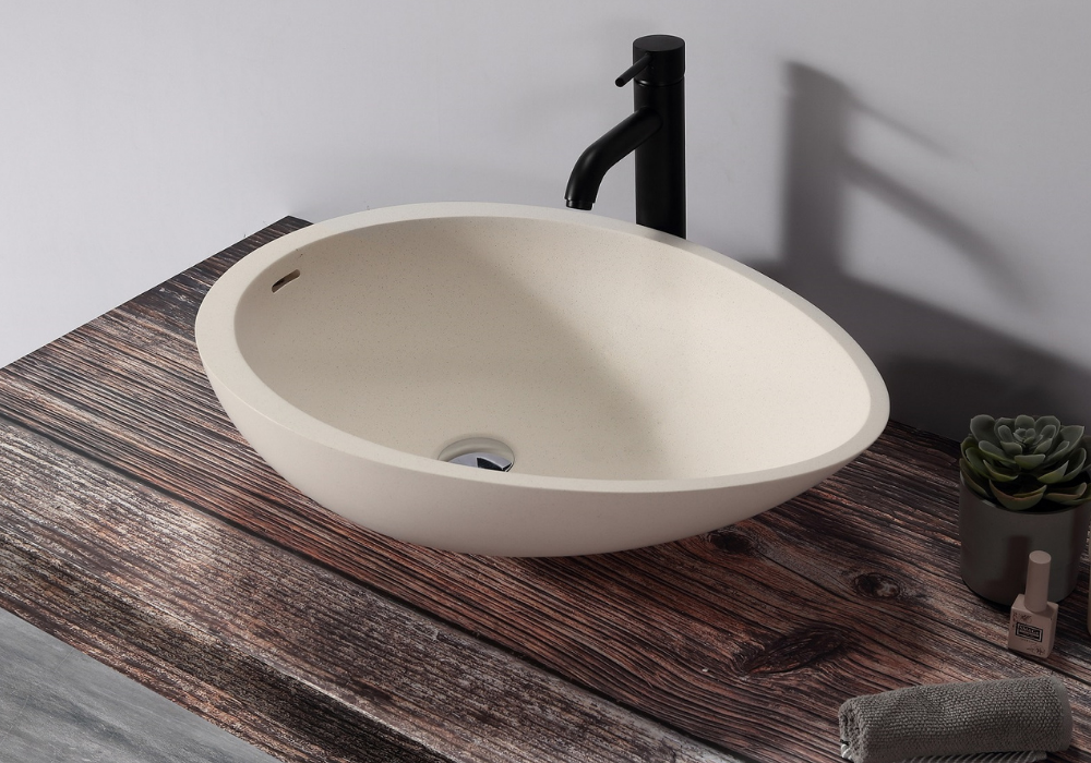 Beige Quartz Basin - 600mm - B1310-1 – Stonebaths
