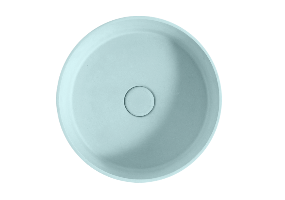 Sol round concrete powder blue basin 390mm TC0015C8 – Stonebaths