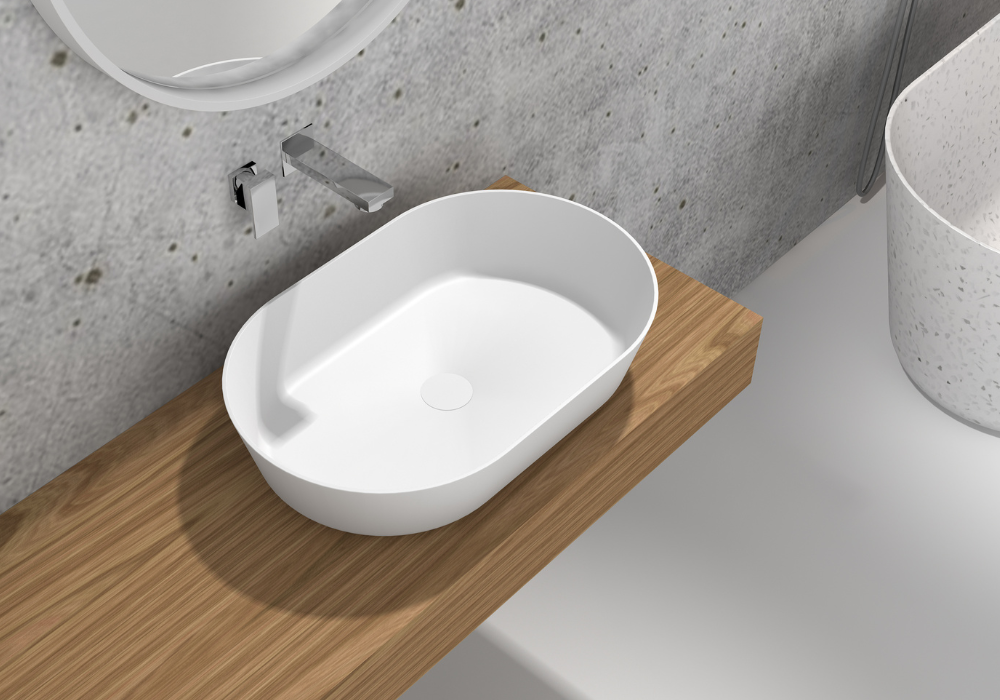 Thin edge oval stone basin 650mm G38541 – Stonebaths