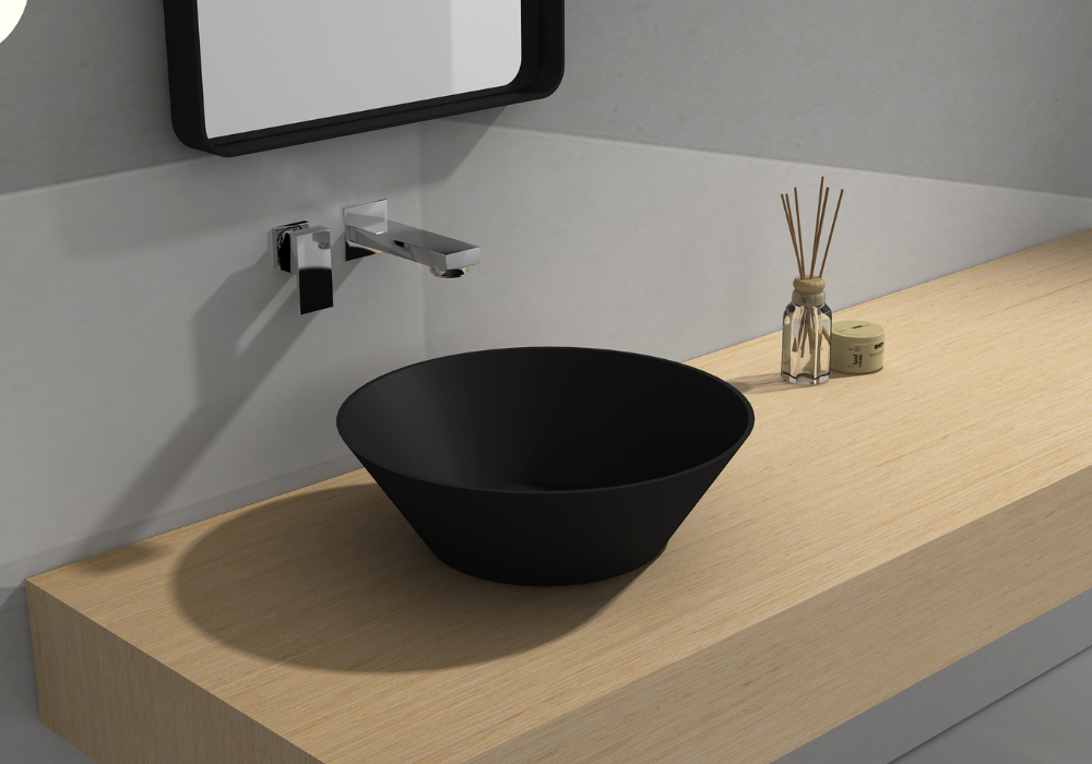Matte Black Stone Basin - 400mm - G38523 – Stonebaths